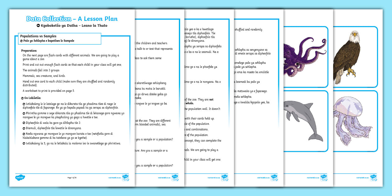 Data Collection A Lesson Plan Populations vs Samples Sepedi