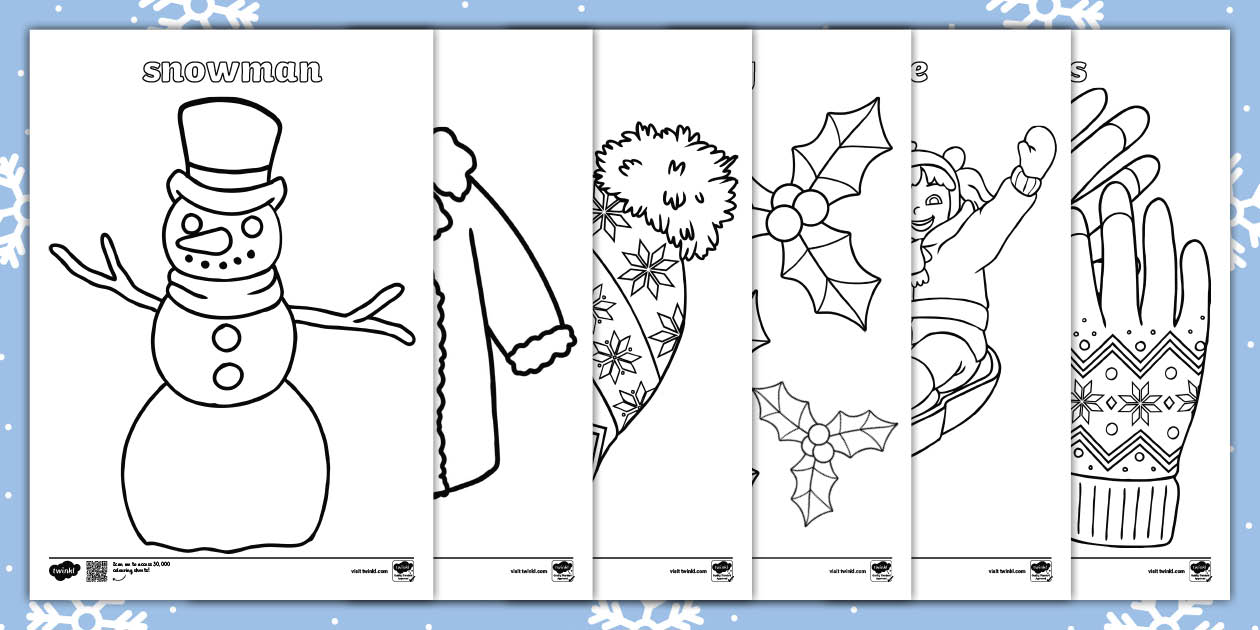 Winter Picture and Word Colouring Sheets | Twinkl - Twinkl