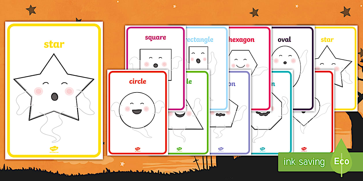 2D Shape Character Ghosts Display Posters - Twinkl