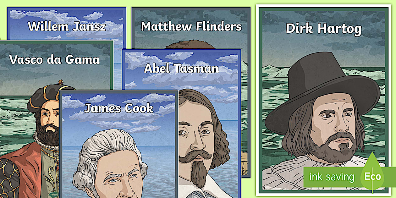 Cursive Explorer's Portraits A4 Display Posters - Twinkl