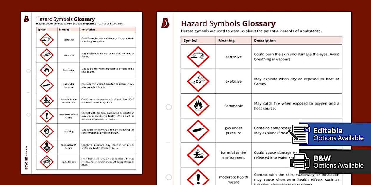 Hazards and Risks Glossary and Glossary Activity - Twinkl