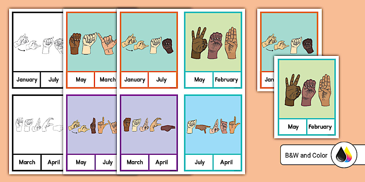 ASL Months of the Year Clip Cards (teacher made) - Twinkl