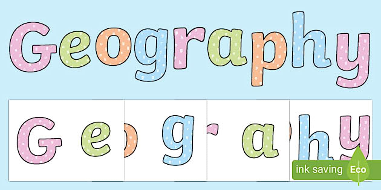 Cursive Geography Title Pastel Display Lettering - Twinkl