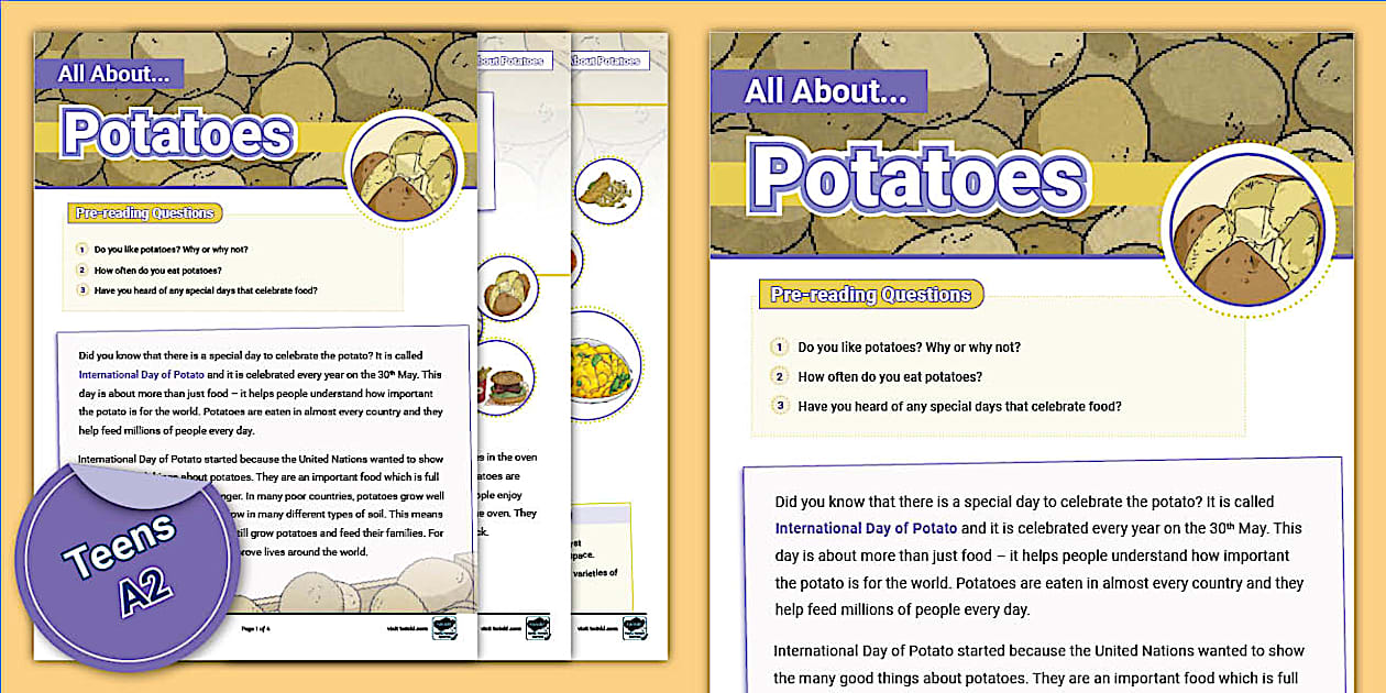 All About Potatoes ESL Reading [Teens, A2] (teacher made)