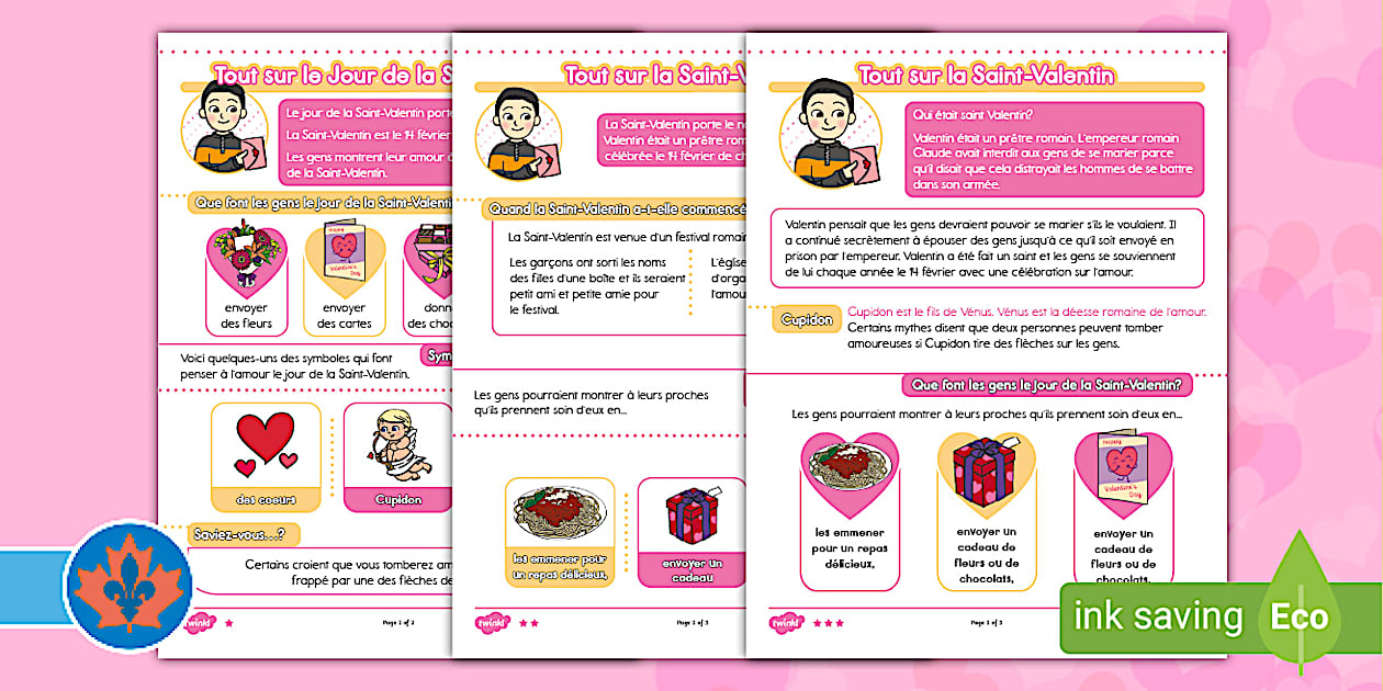 Valentine's Day Differentiated Reading Comprehension French