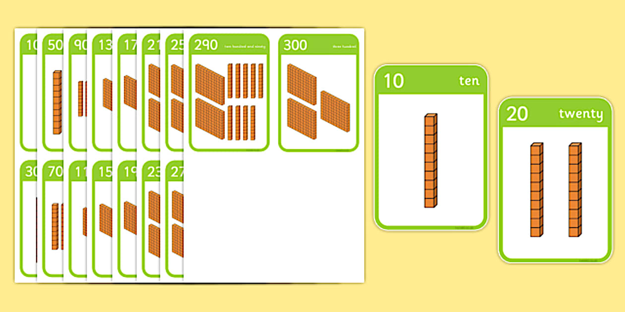 Counting in 10s with Base Ten Blocks Flashcards - Twinkl