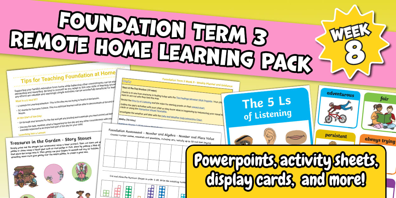 Foundation Term 3 Week 8 Remote Home Learning Pack | Primary