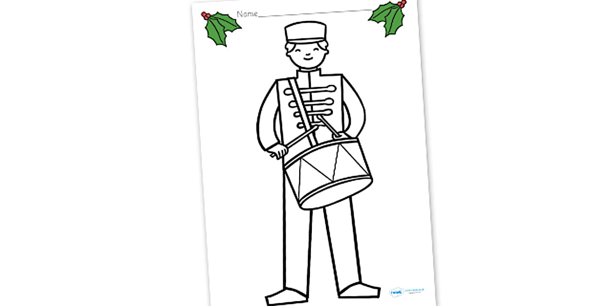 Toy Soldier Drummer Colouring Sheet Twinkl