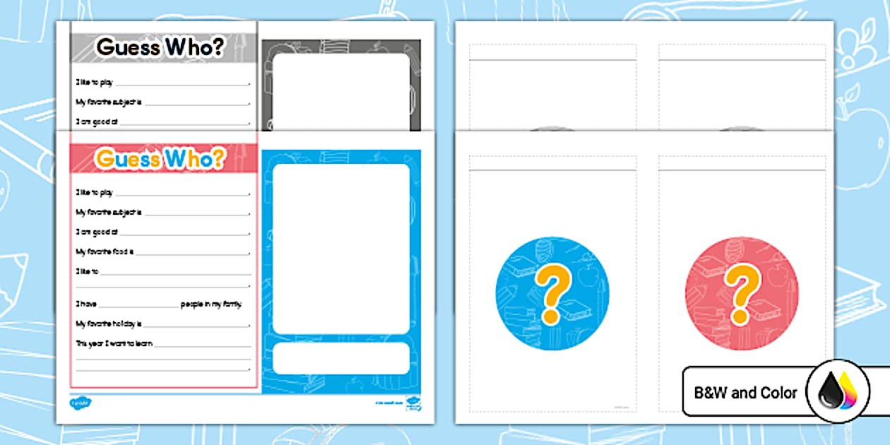 Guess Who PDF | Back to School Worksheet | Twinkl USA