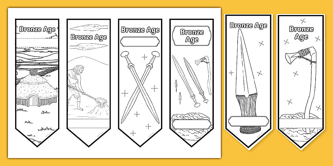 Bronze Age Colouring Bookmarks - KS2 - Twinkl