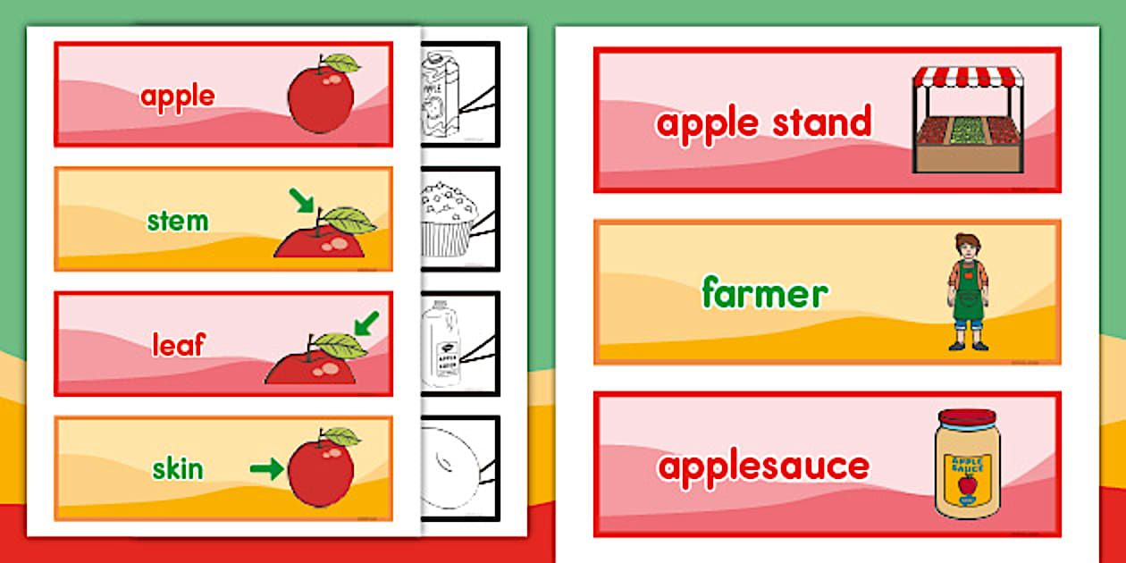 * NEW * Apple Farm Stand Dramatic Play Word Cards