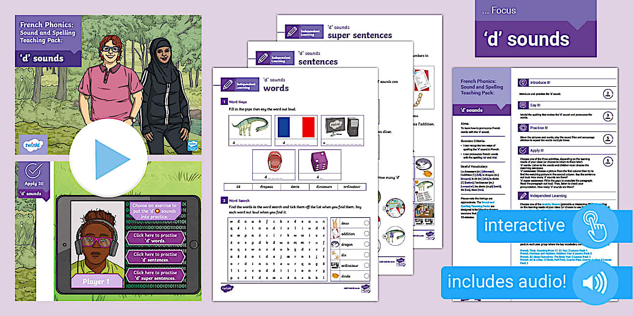 👉 French Phonics Sound and Spelling Teaching Pack: 'd' Sounds