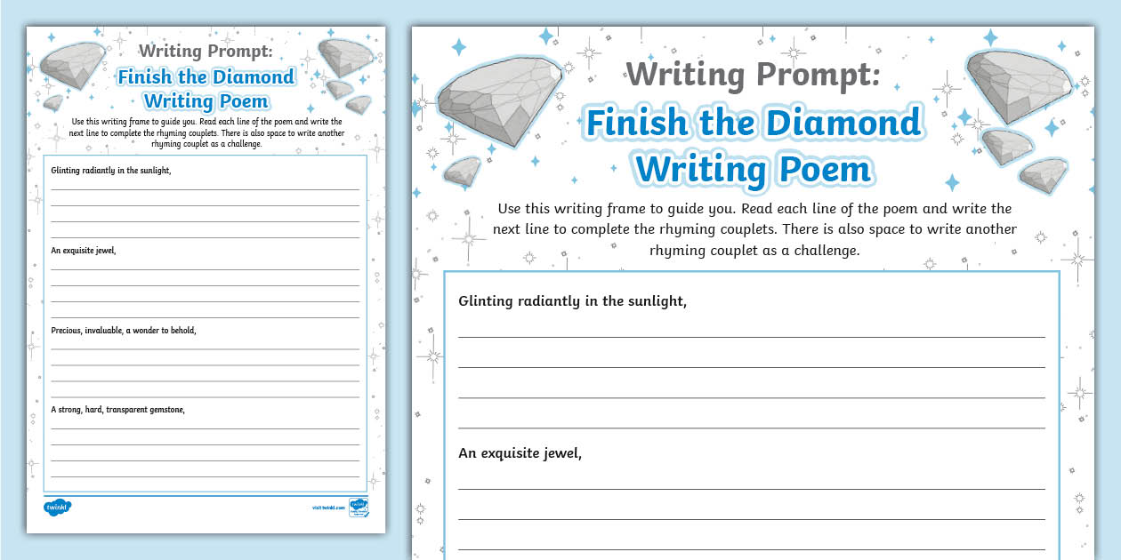 Writing Prompt: Finish the Diamond Rhyming Poem - Twinkl
