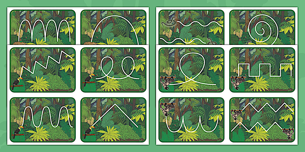 Jungle and Rainforest Mark-Making Pattern Cards | Twinkl