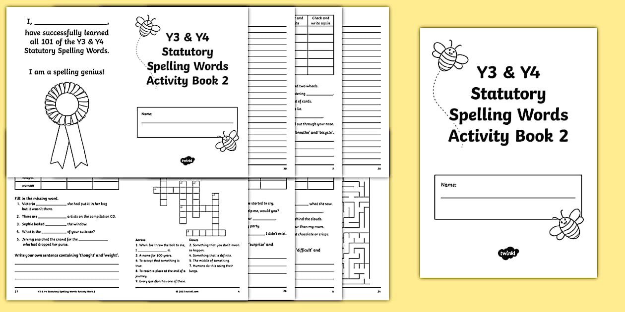Statutory Spelling List Y3 and Y4 Activity Booklet 2