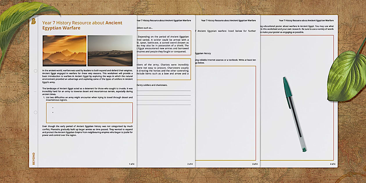 Year 7 History Resource about Ancient Egyptian Warfare