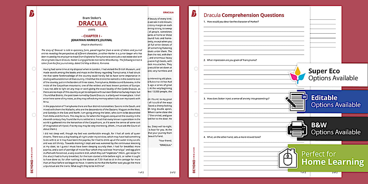 Dracula Reading Comprehension | KS3 English | Beyond