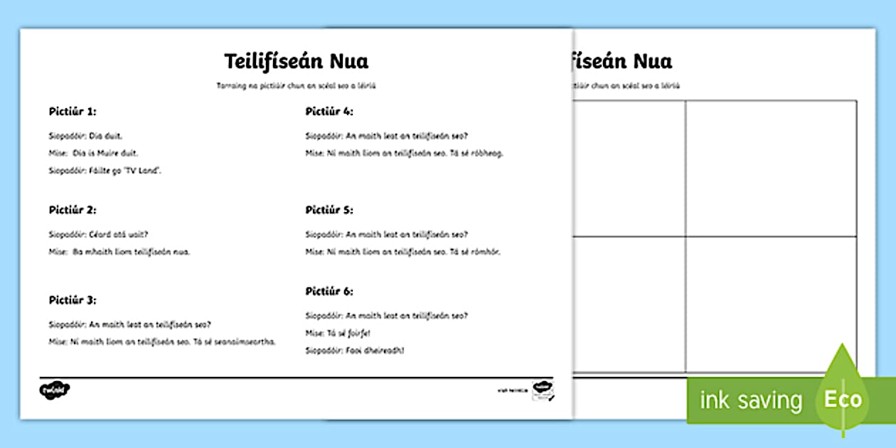Draw a Comic Strip Worksheet Gaeilge (teacher made) - Twinkl
