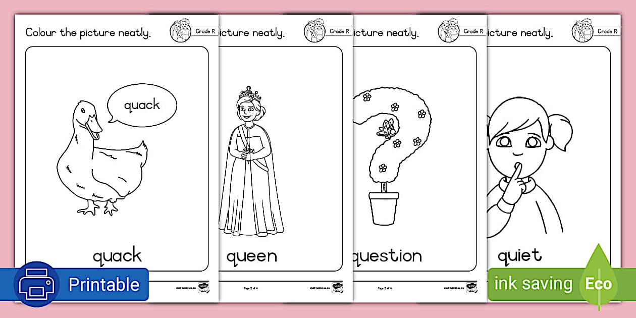 Gr. R Phonics Colouring Pages Letter Q (teacher made)