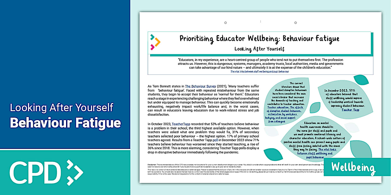 Prioritising Educator Wellbeing: Behaviour Fatigue - Twinkl