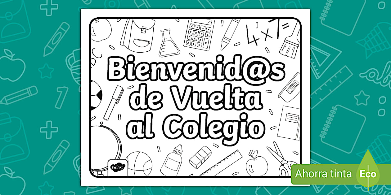 Póster de bienvenida a clases para colorear (Teacher-Made)