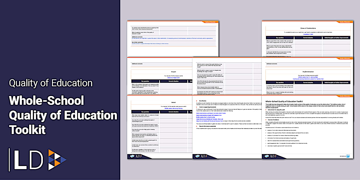 Whole-School Quality of Education Toolkit - Twinkl