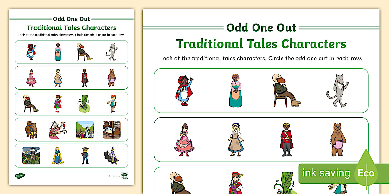 Traditional Tales Odd One Out Worksheet (teacher made)