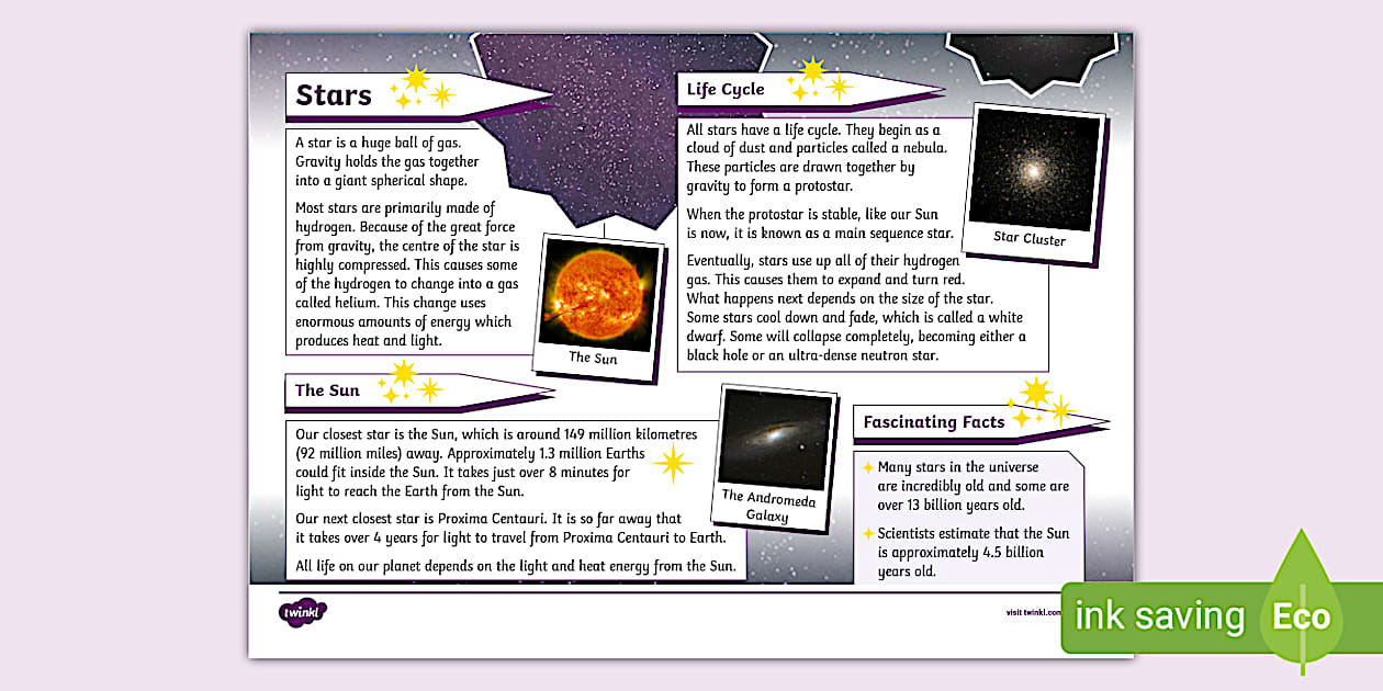 KS2 Stars Fact File - Space (teacher made) - Twinkl