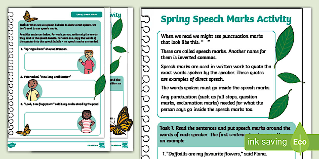 Speech Marks Spring Activity (teacher made) - Twinkl