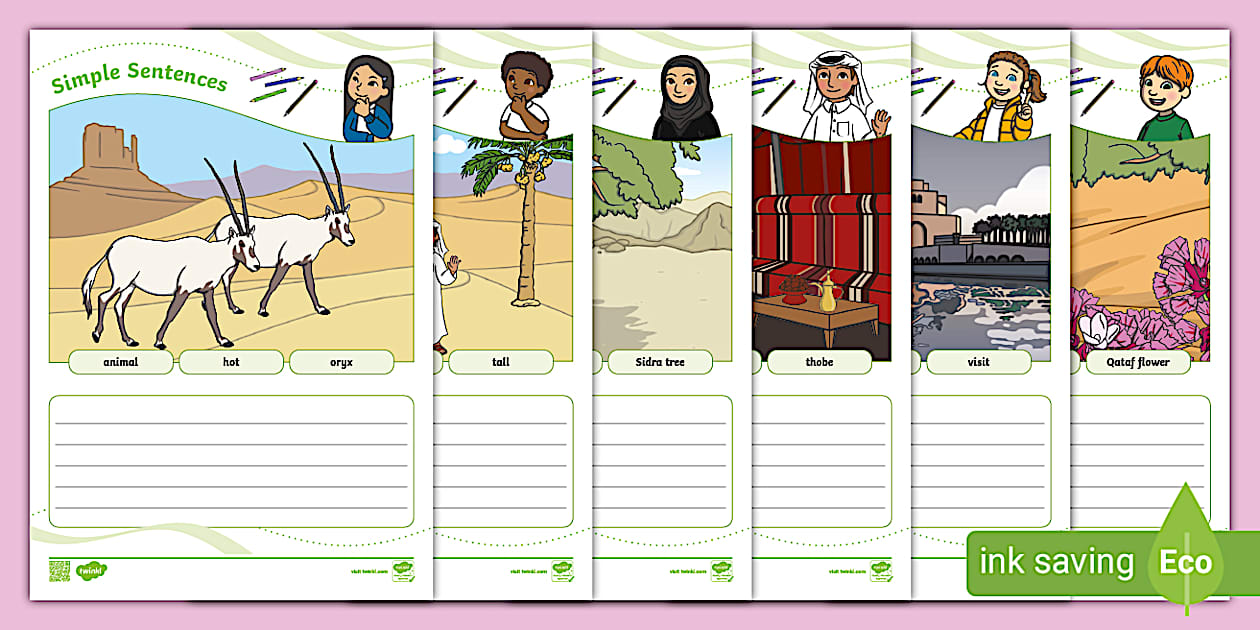 Creating Simple Sentences - Qatar Themed Worksheet Pack