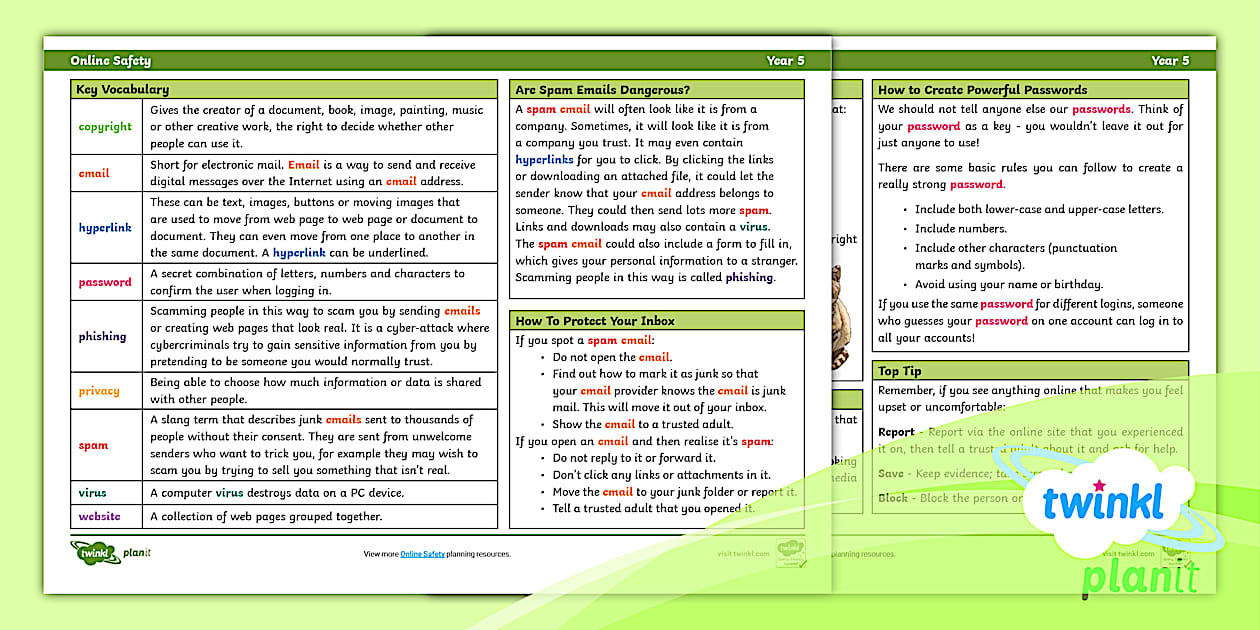 Computing: Online Safety: Year 5 Knowledge Organiser