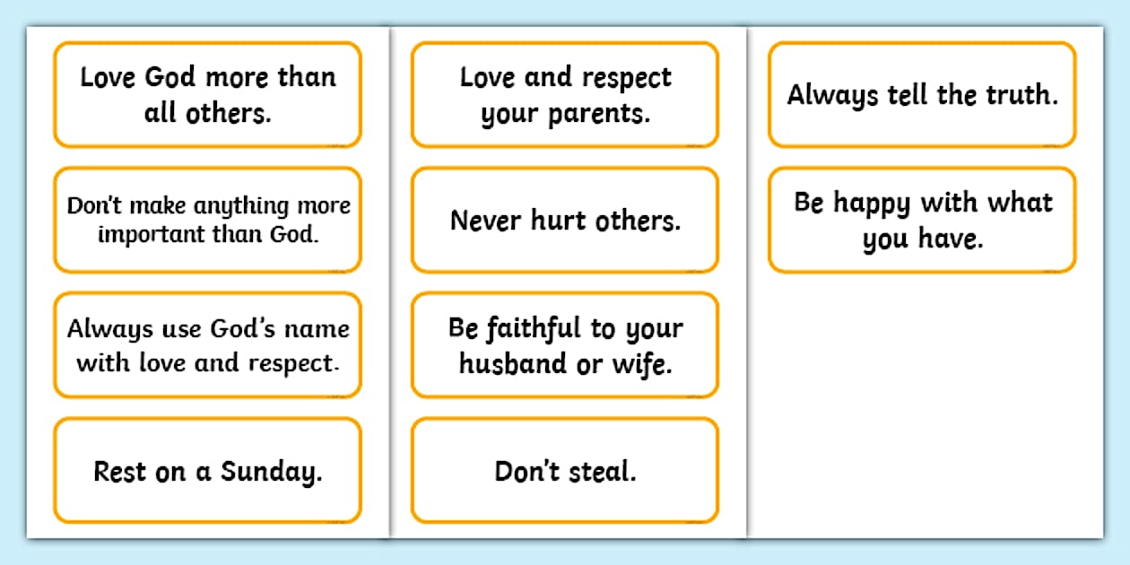 The 10 Commandments Word Cards (Hecho por educadores)
