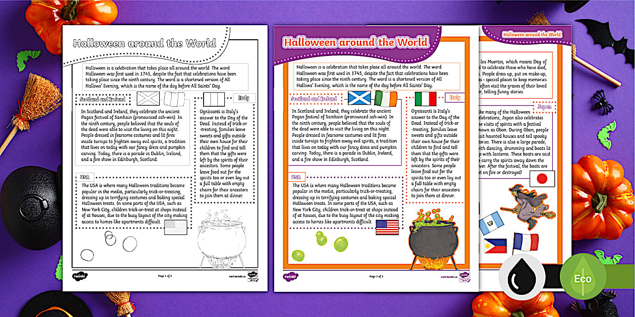 Halloween around the World Reading Comprehension - Twinkl