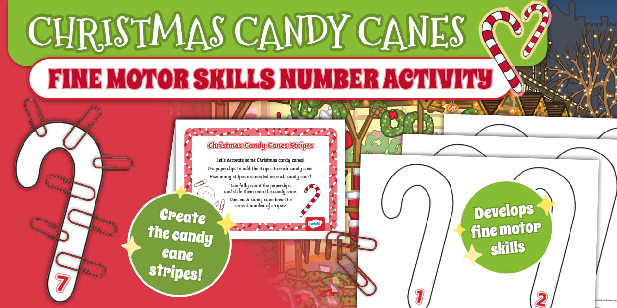 👉 Christmas Candy Canes Fine Motor Skills Number Activity
