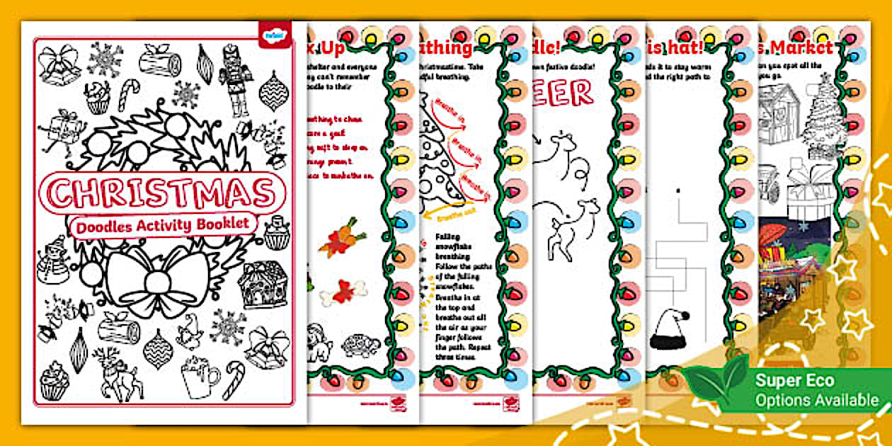 Christmas Doodles Activity Booklet (Ages 5 - 7) - Twinkl