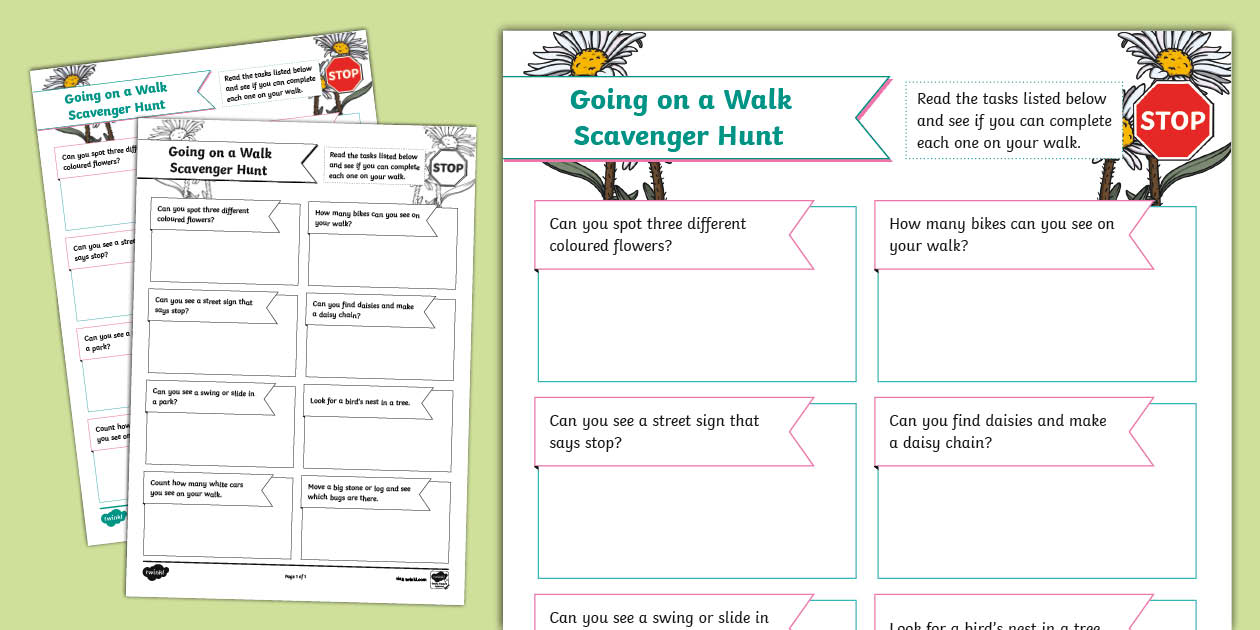 Going on a Walk Scavenger Hunt (teacher made) - Twinkl
