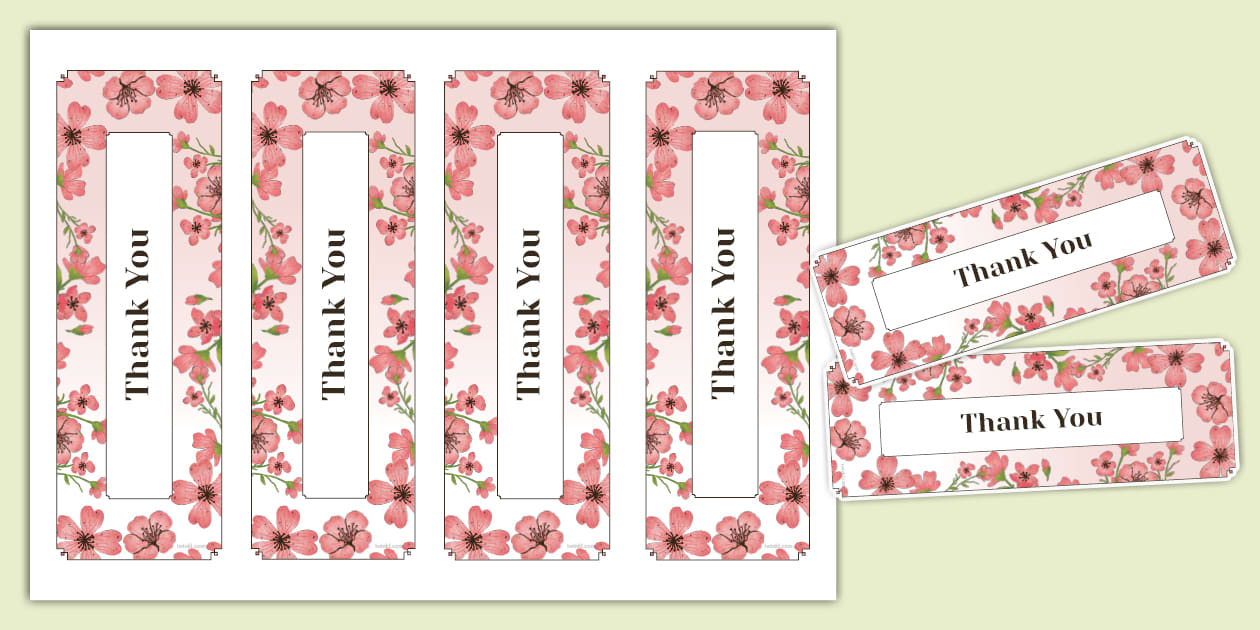 Sakura-Themed Thank You Bookmarks (teacher made) - Twinkl