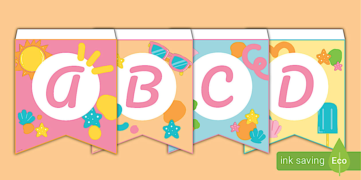 Summer Vibes Themed A-Z Bunting (teacher made) - Twinkl