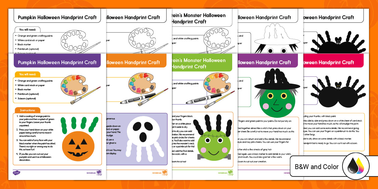 Halloween Handprint Craft Pack (teacher made) - Twinkl