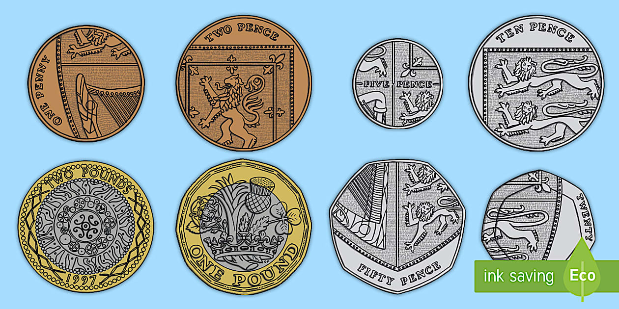 A4 British Coin Cut-Outs | Coins Display KS1 (teacher made)