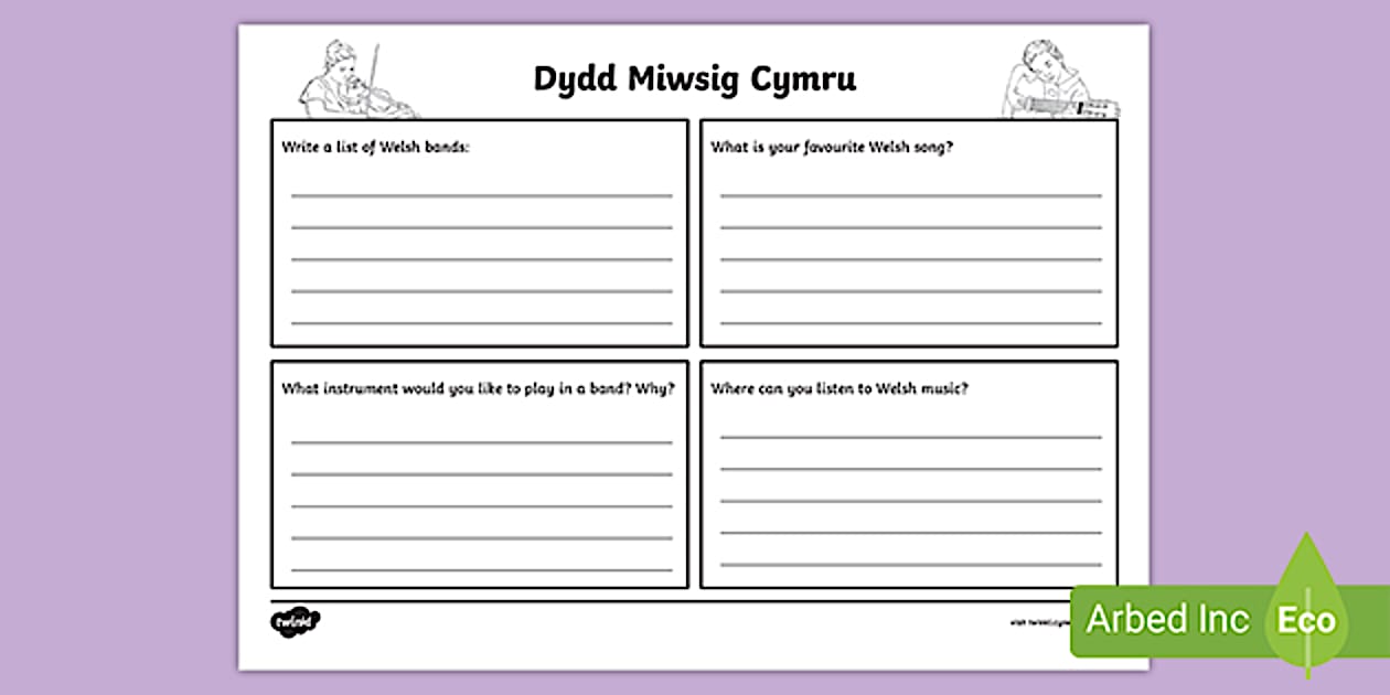 Dydd Miwsig Cymru Activities Sheet - A Twinkl Resource