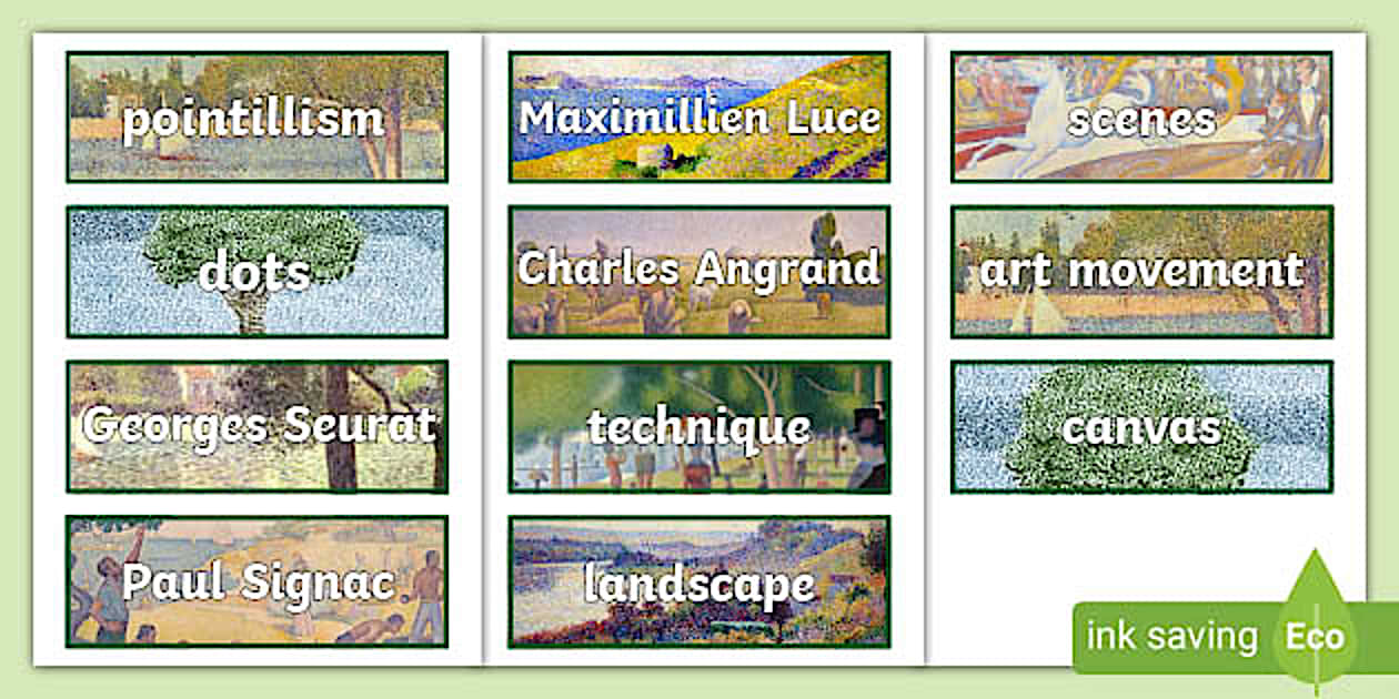 Pointillism Display Word Cards (teacher made) - Twinkl