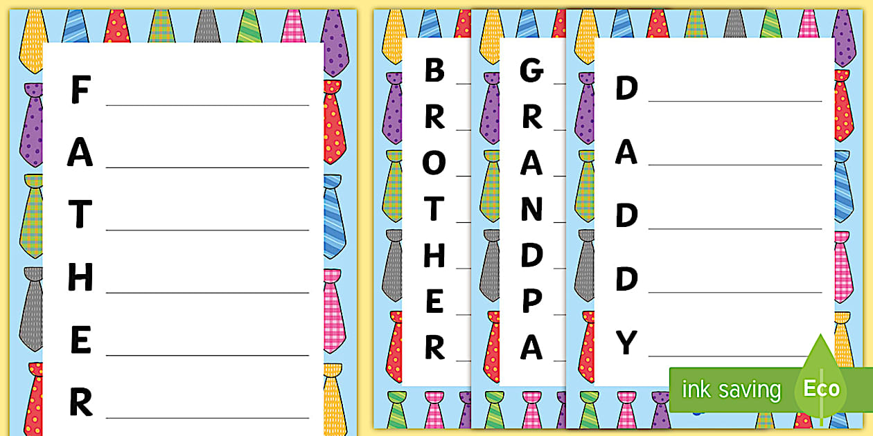 Father's Day Mixed CfE Second Level Acrostic Poem - Twinkl