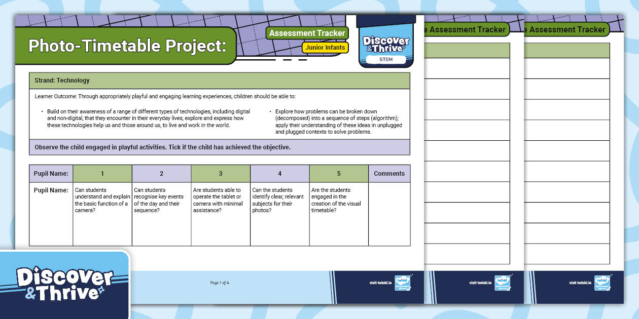 Photo-Timetable Project: Assessment Tracker (teacher made)
