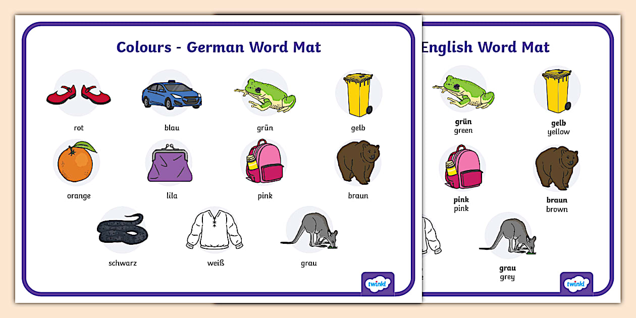 Colours - German Word Mat (teacher made) - Twinkl
