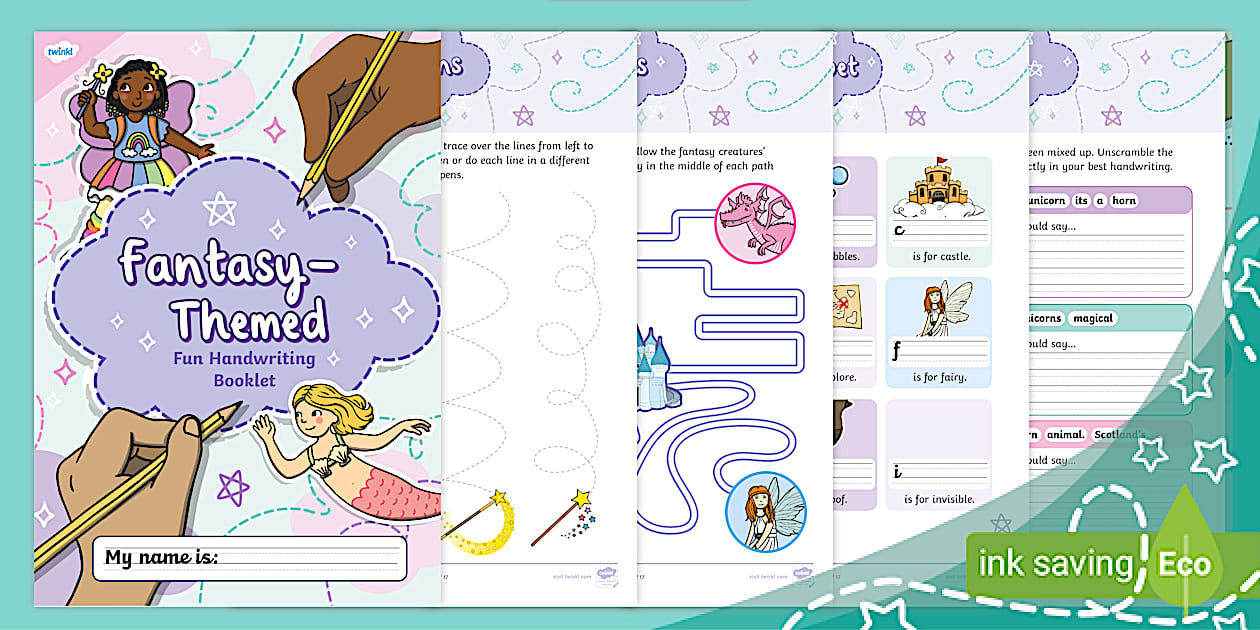 Fantasy-Themed Fun Handwriting Booklet (Ages 5 - 7) - Twinkl