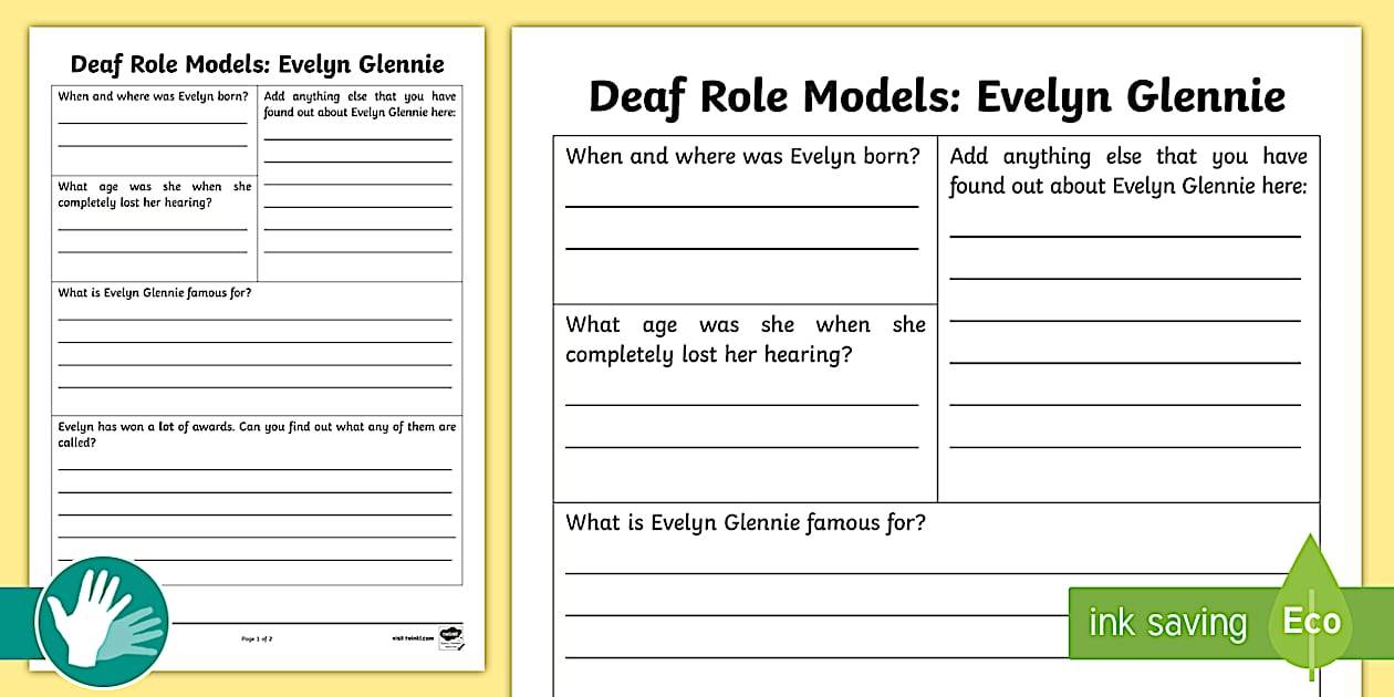 Deaf Role Models Evelyn Glennie Research Activity - Twinkl