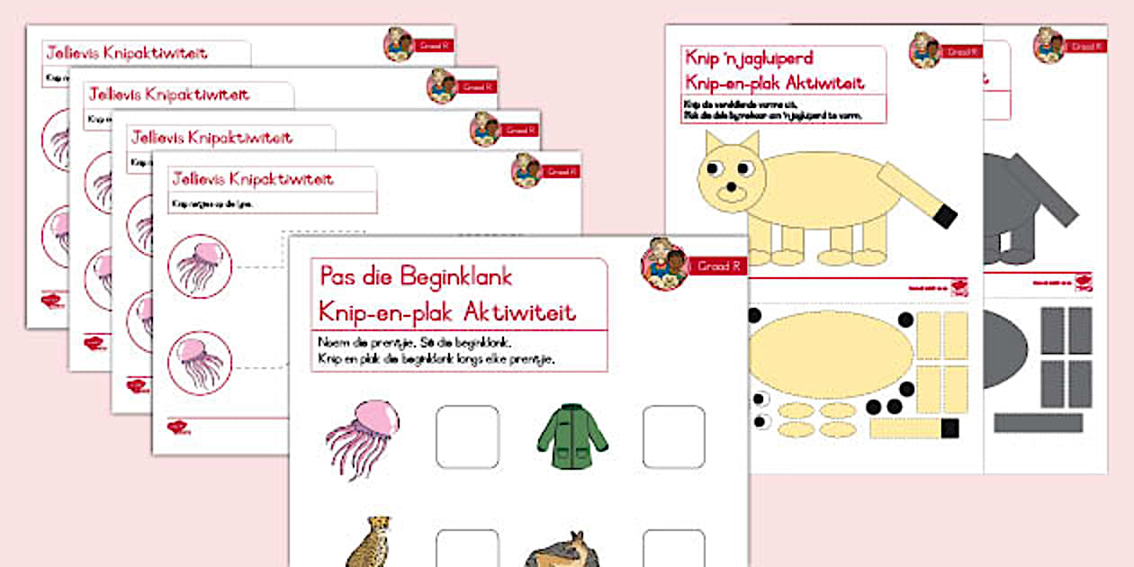 Graad R Klanke Knip-en-Plak Aktiwiteite j (Teacher-Made)