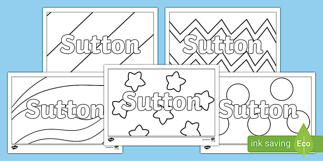 Sutton Name Simple Colouring Activity Sheets|Twinkl Activity