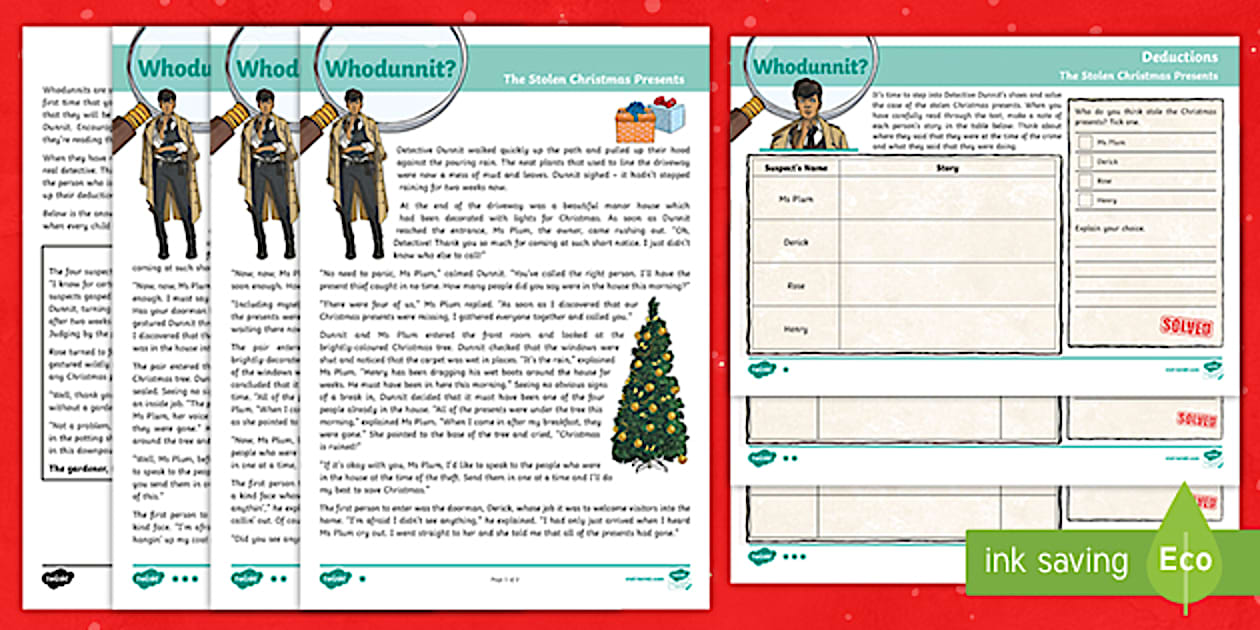 UKS2 Whodunnit? Detective Activity: The Mystery of the Stolen Christmas